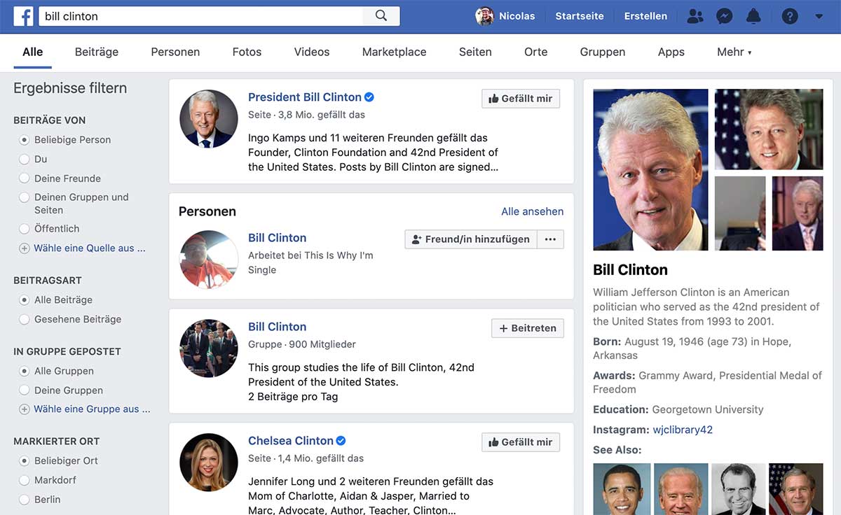 Neues aus der Facebook-Suche: Ergebnisseiten jetzt mit Knowledge-Graph ...
